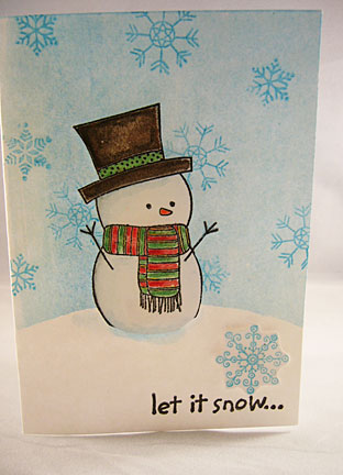 Snowman Christmas Cards - Snowflakes - Let It Snow!